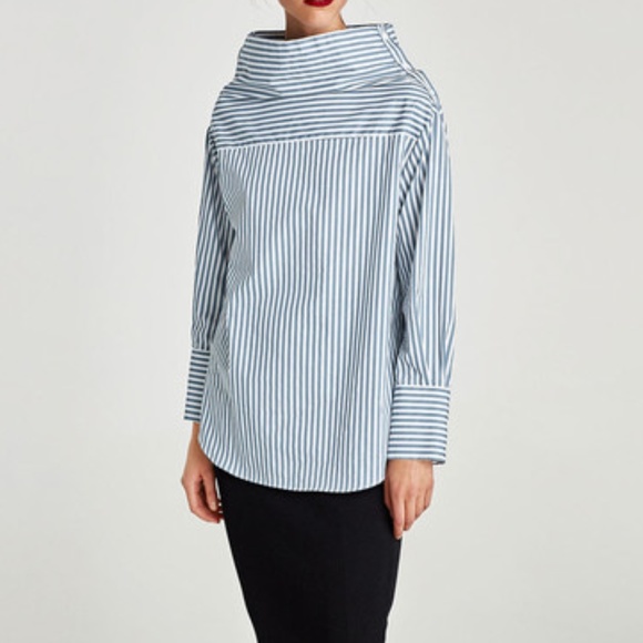 Zara | Tops | New Zara Convertible Top Blue White Stripe Small S | Poshmark